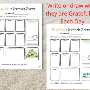 Kids Weekly Gratitude Journal, Printable Gratitude Journal, 7 Different ...