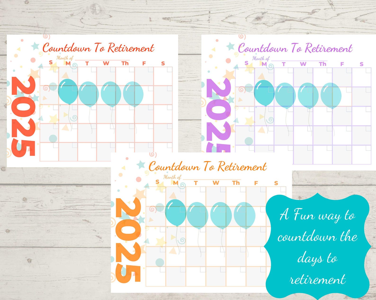 2025 Countdown to Retirement Printable Calendar, Fun Way to Count the ...