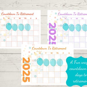 2025 Countdown to Retirement Printable Calendar, Fun Way to Count the ...