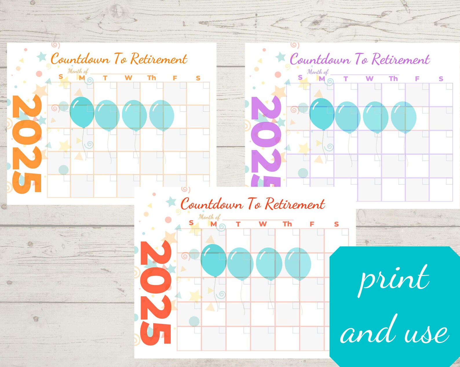 2025 Countdown to Retirement Printable Calendar, Fun Way to Count the ...