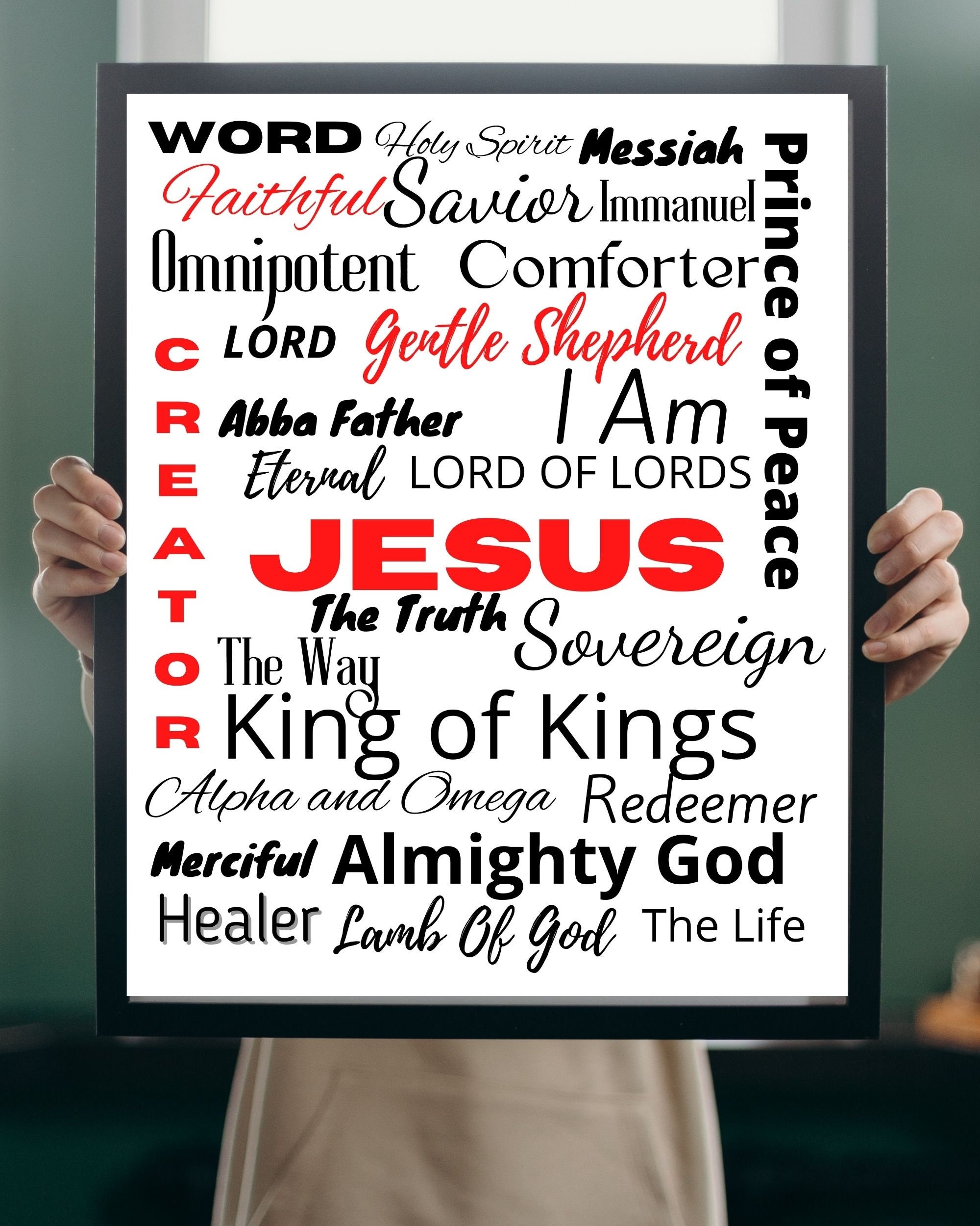Names of God Word Art Poster, Printable Names and Attributes of God ...
