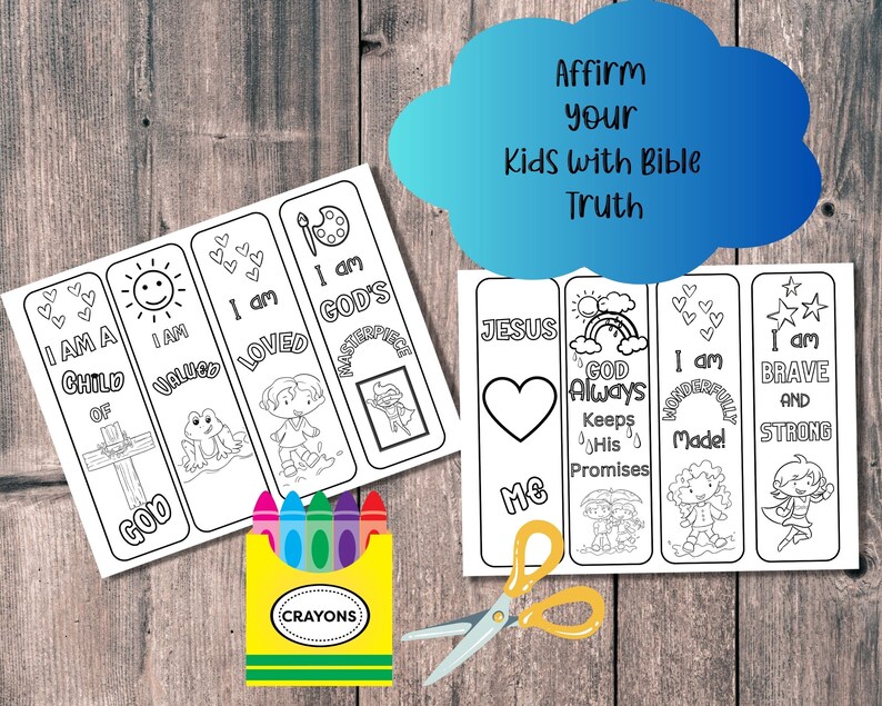 8 Kids Coloring Bible Bookmarks, Printable Bible Affirmation Bookmarks ...