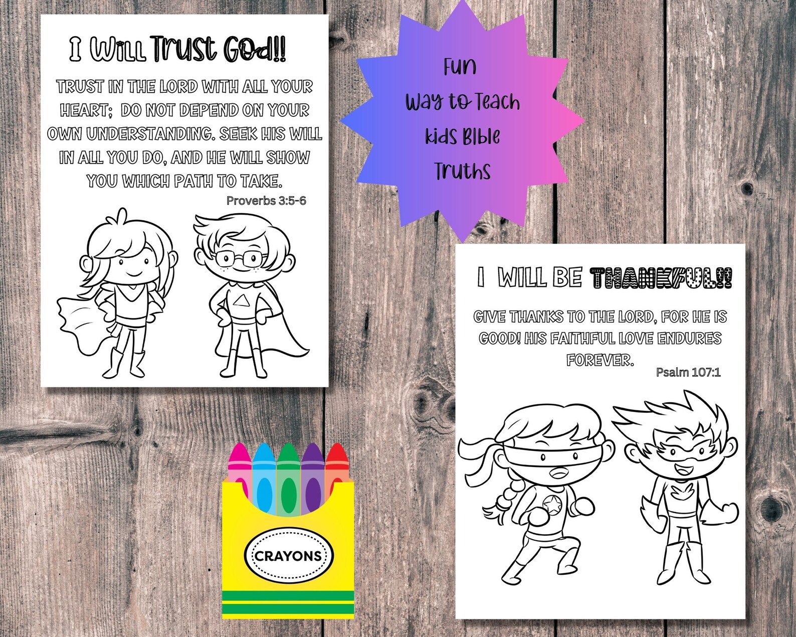 12 Kids Coloring Bible Verse Pages, Printable Superhero Bible Verse ...