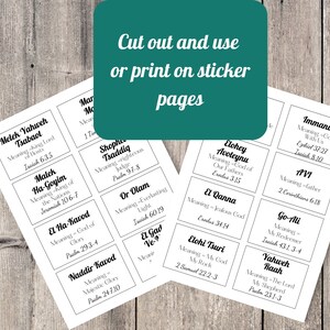 36 Hebrew Names of God 3x5 Stickers, Printable Names of God Stickers ...