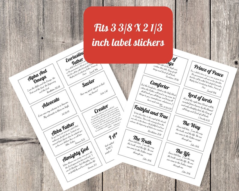35 Names of God 3x5 Stickers, Printable Names of God Stickers ...