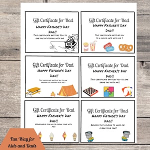 Fun Father's Day Gift Certificates, Printable Gift Certificates, 6 ...