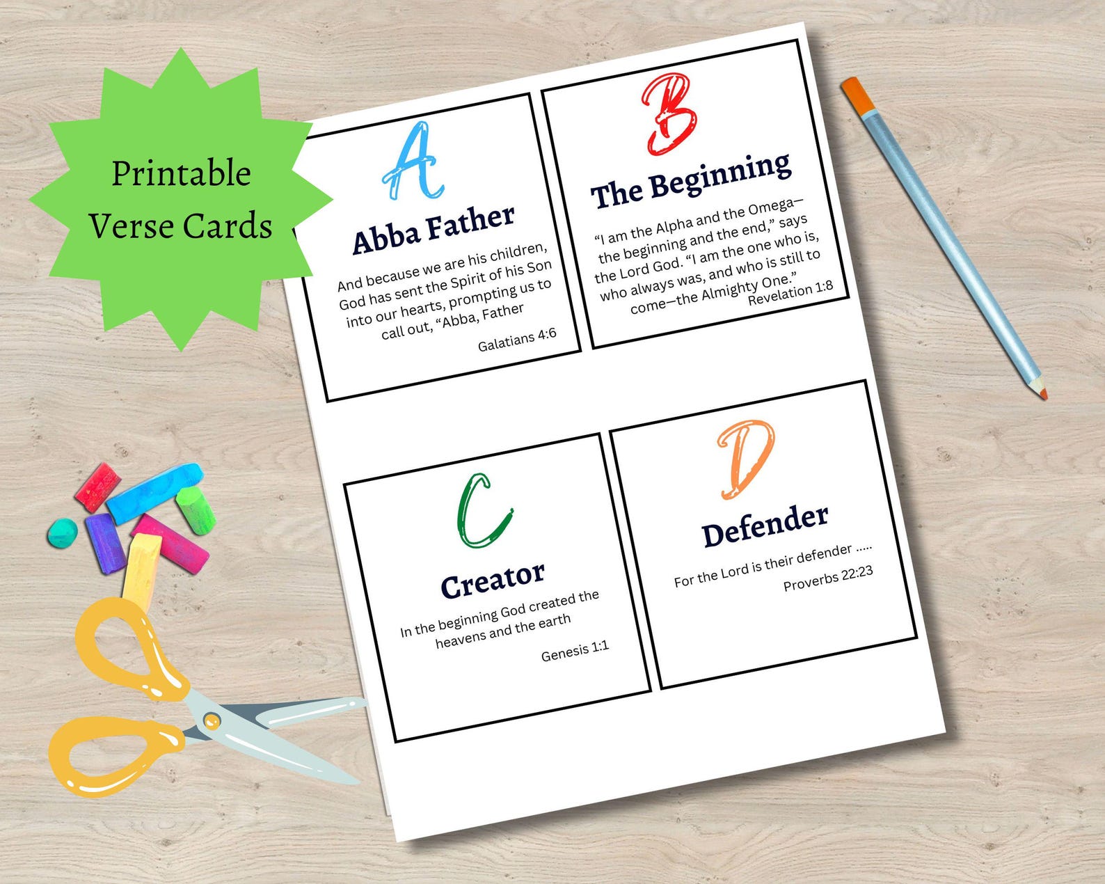 Fun Names and Attributes of God From A-Z Notecards, Printable Scripture ...