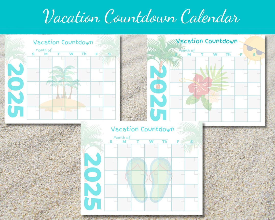 2025 Family Vacation Countdown Calendar, Beach Theme (printable PDF) - Etsy