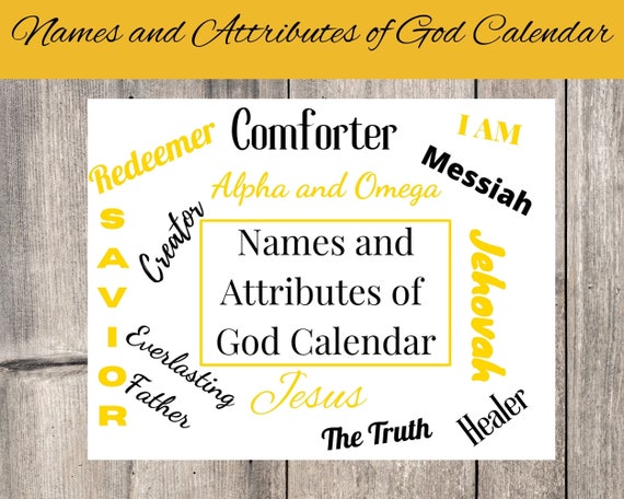 Names and Attributes of God Calendar Printable 12 Month - Etsy