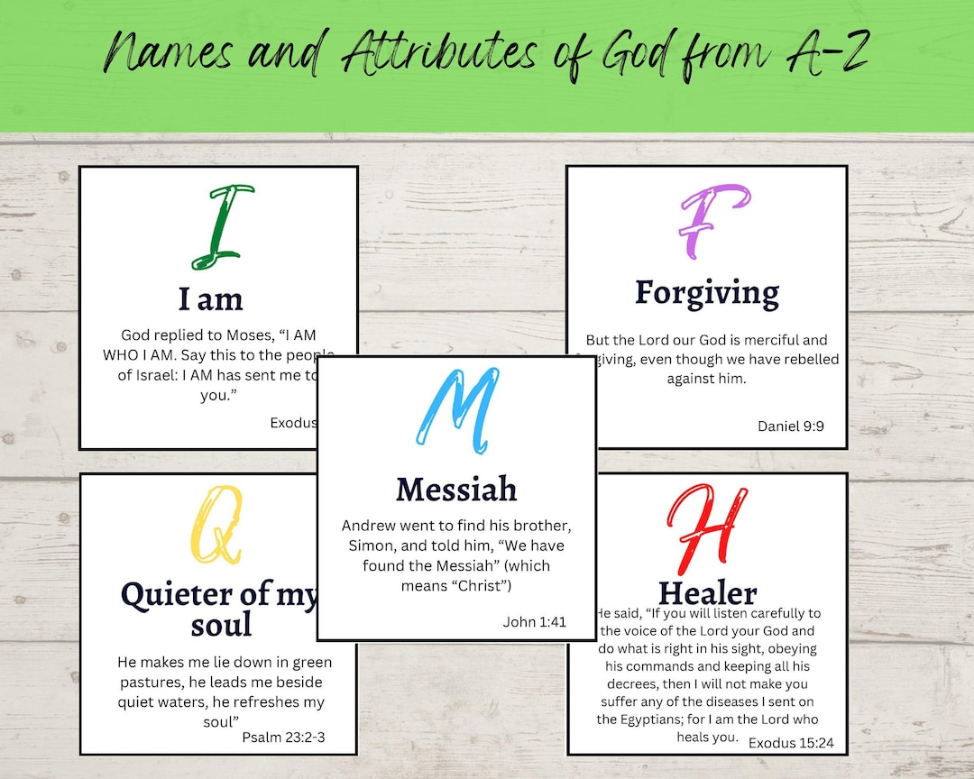 Fun Names and Attributes of God From A-Z Notecards, Printable Scripture ...