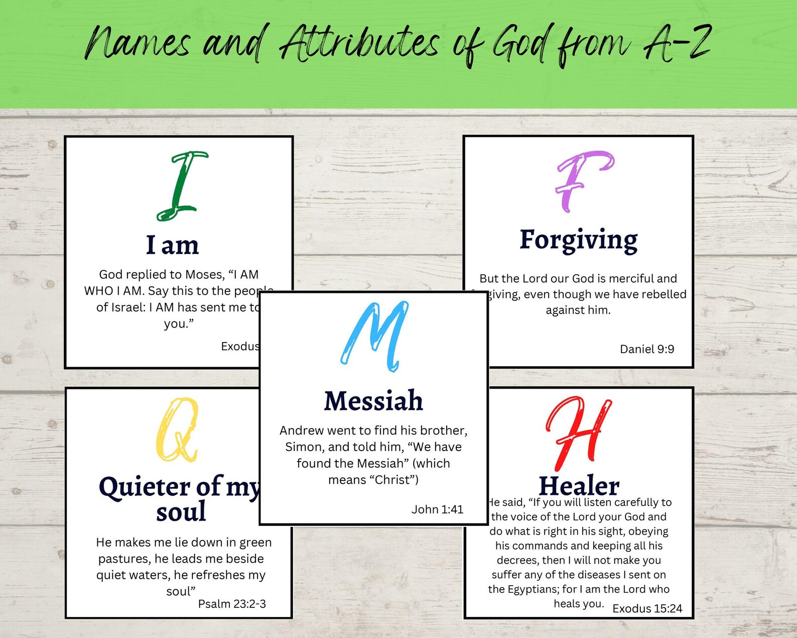 Fun Names and Attributes of God From A-Z Notecards, Printable Scripture ...