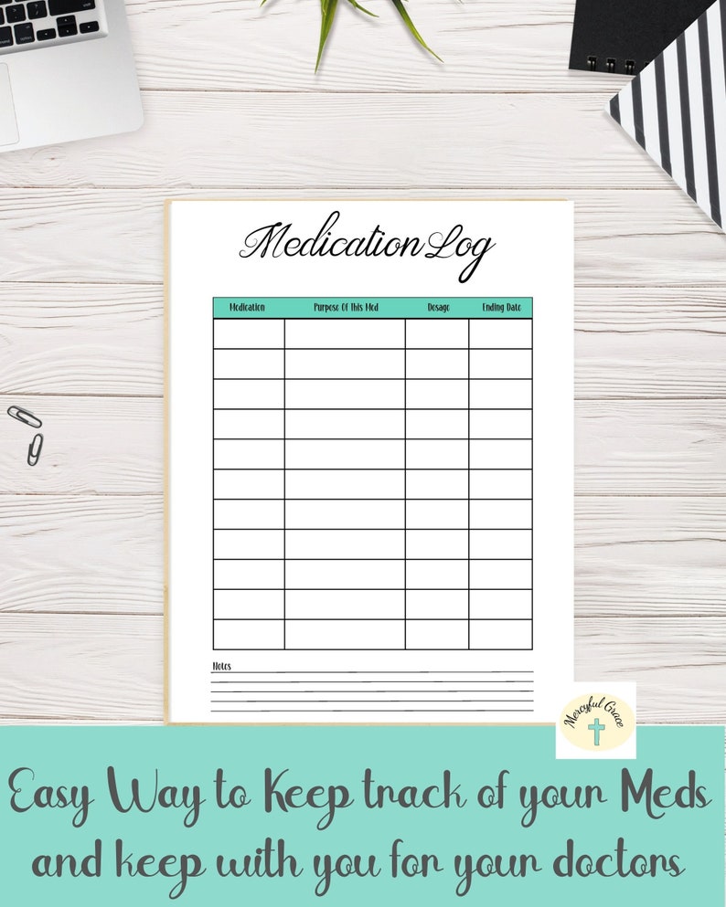 Printable Medication Tracker, Dosage Log (PDF) - Etsy
