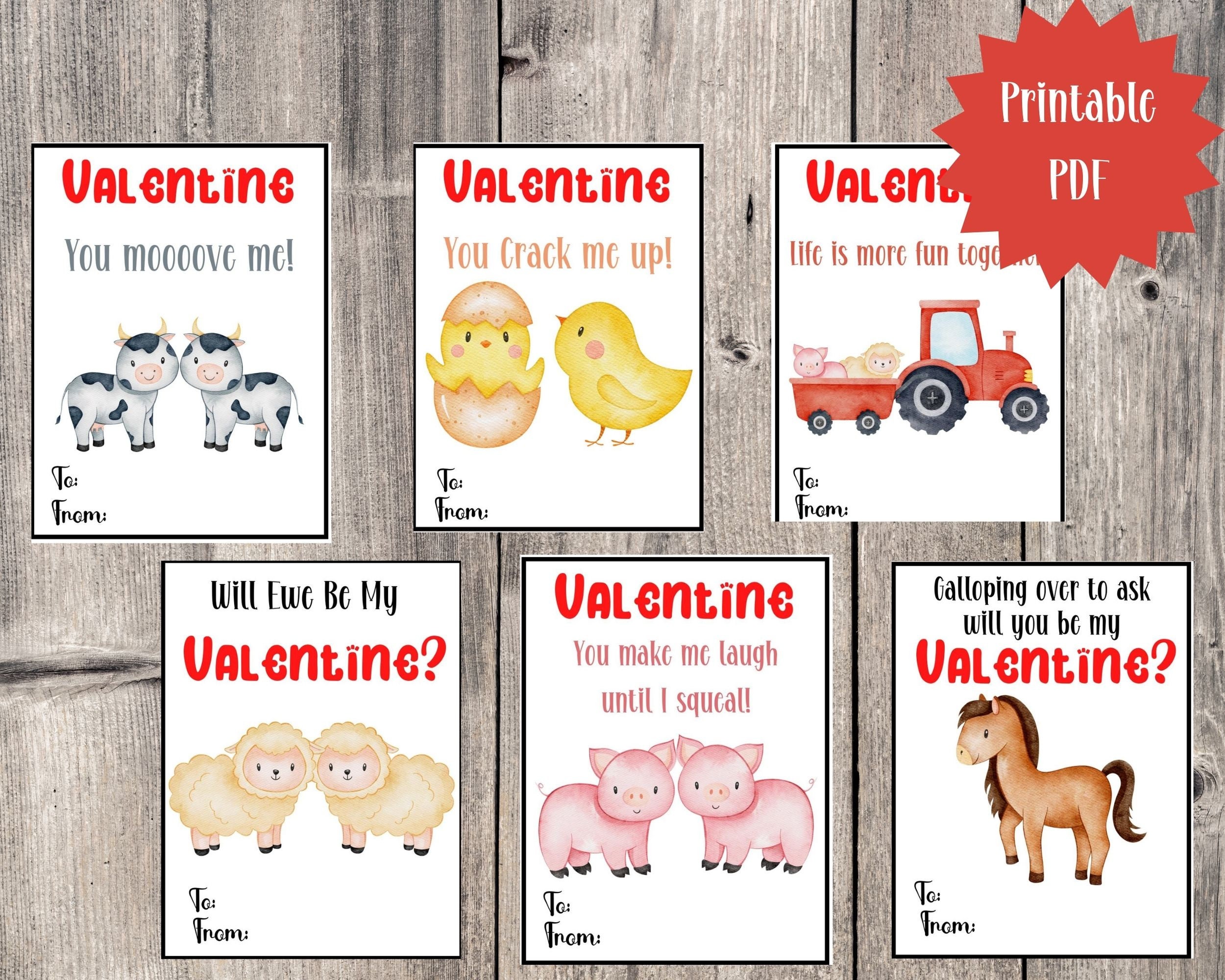 Fun Farm Themed Printable Valentines Cards Are Great for Toddlers, Farm ...