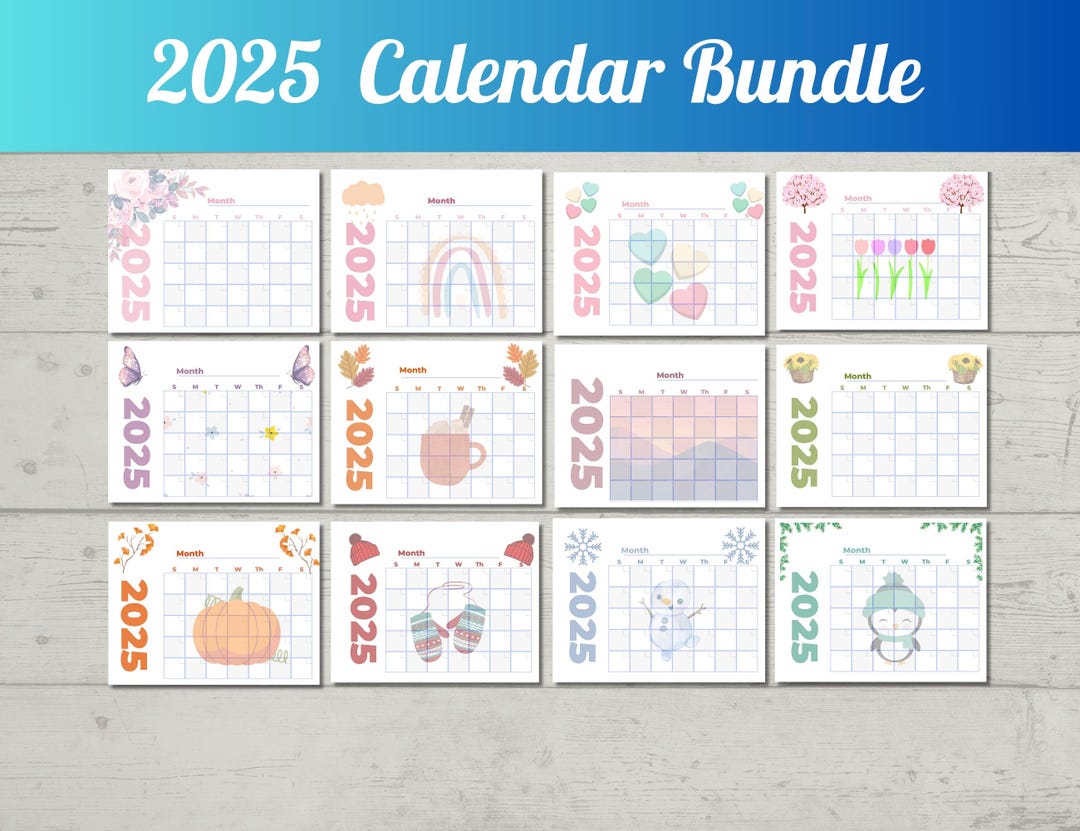Fun 2025 Monthly Calendar Bundle, Printable Calendars, Calendars for ...