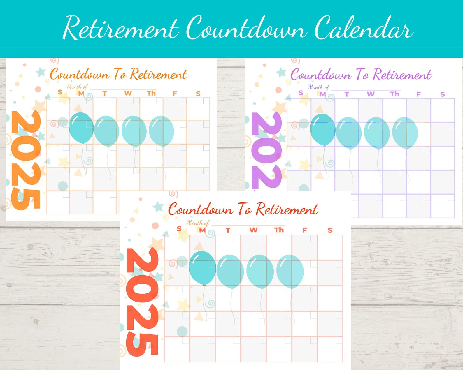 2025 Countdown to Retirement Printable Calendar, Fun Way to Count the ...