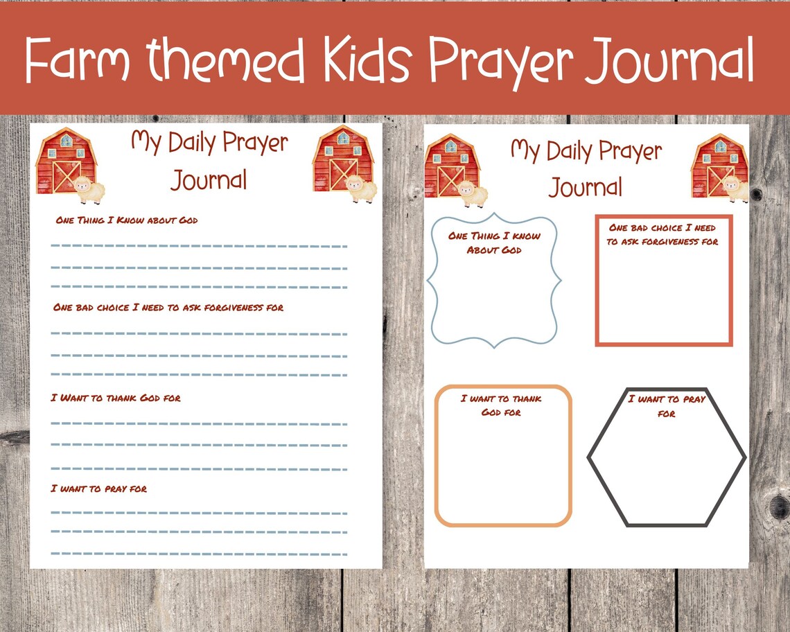 Farm Kids Prayer Journal, Printable Devotions (PDF) - Etsy
