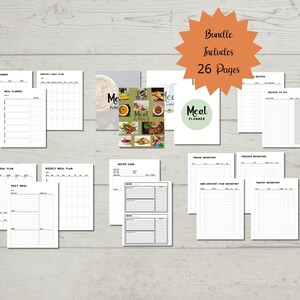 Meal Planner Bundle, Printable Daily, Weekly, Monthly Meal Planner ...