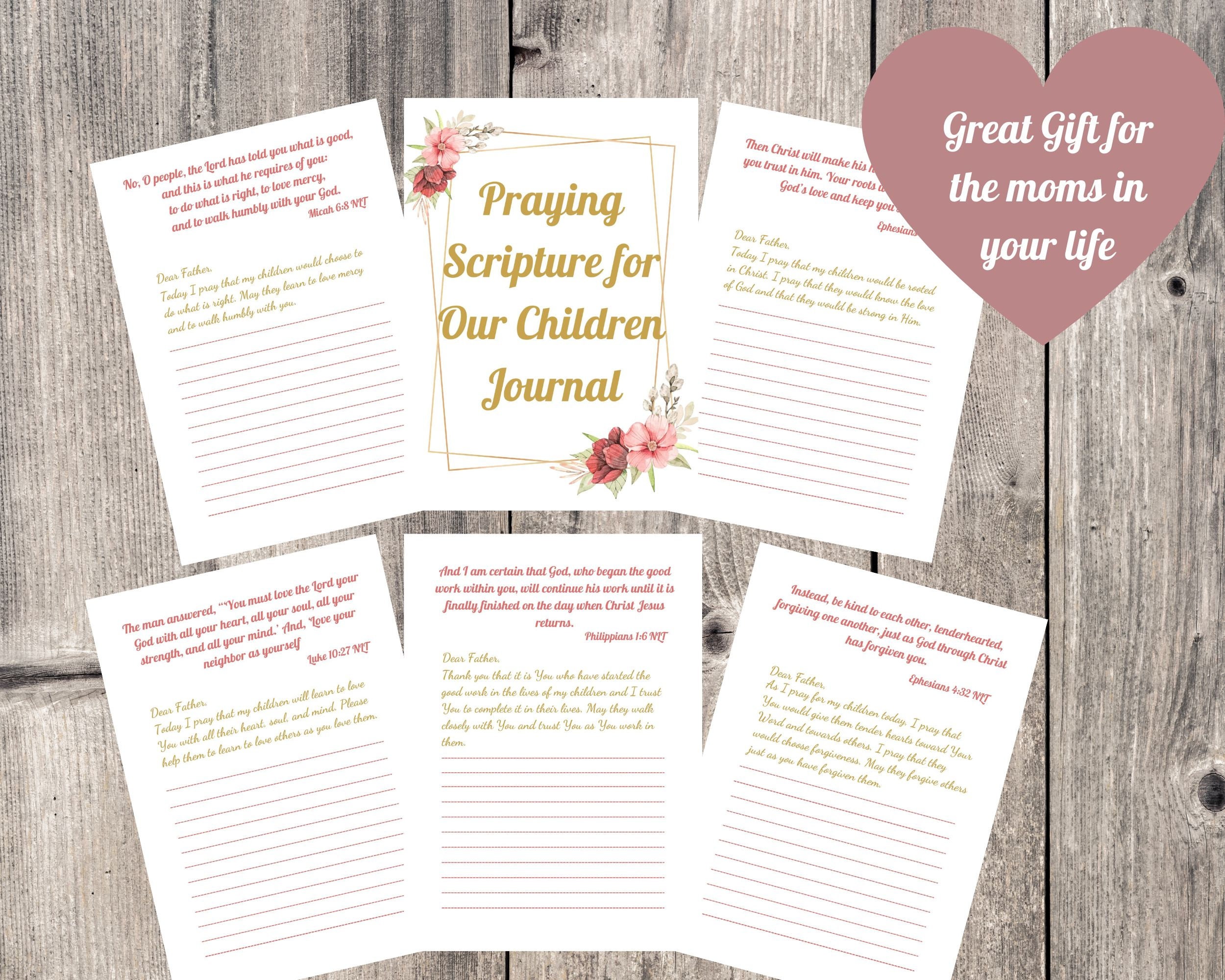 Prayer Journal for Moms, Printable Praying Scripture for Our Children ...