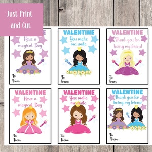Princess Valentines Cards for Girls, Kids Valentine Gift Tags ...