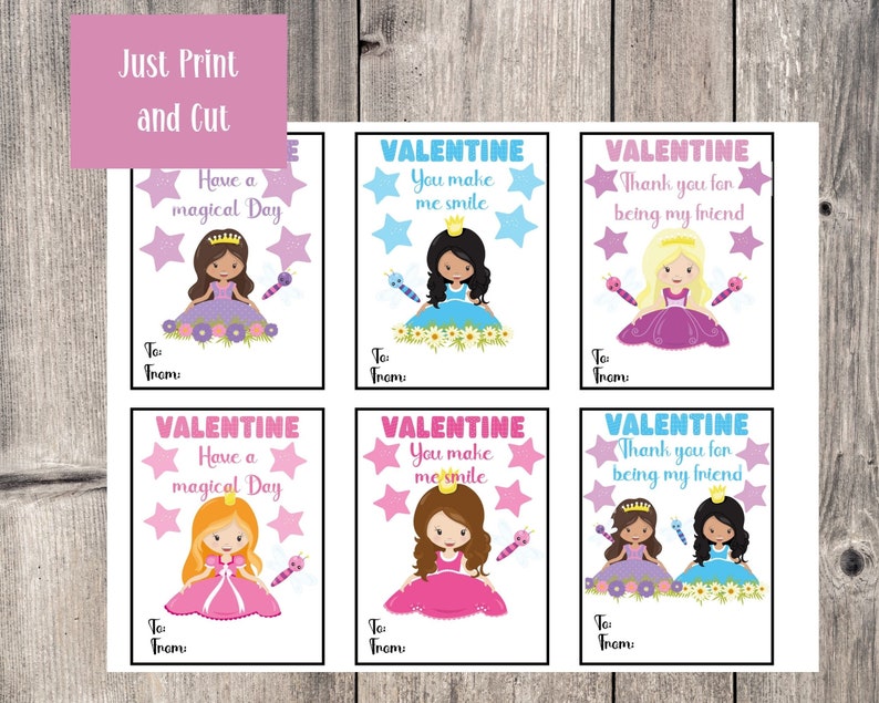 Princess Valentines Cards for Girls, Kids Valentine Gift Tags ...