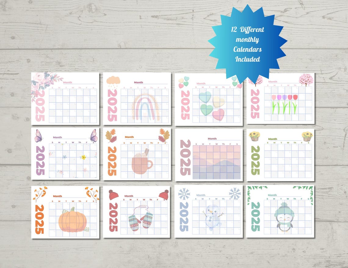 Fun 2025 Monthly Calendar Bundle, Printable Calendars, Calendars for ...