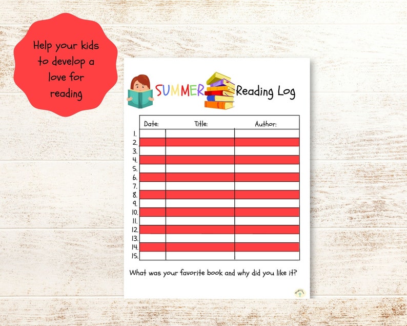 Colorful Reading Log, Printable Summer Fun for the Kids. Summer Reading ...