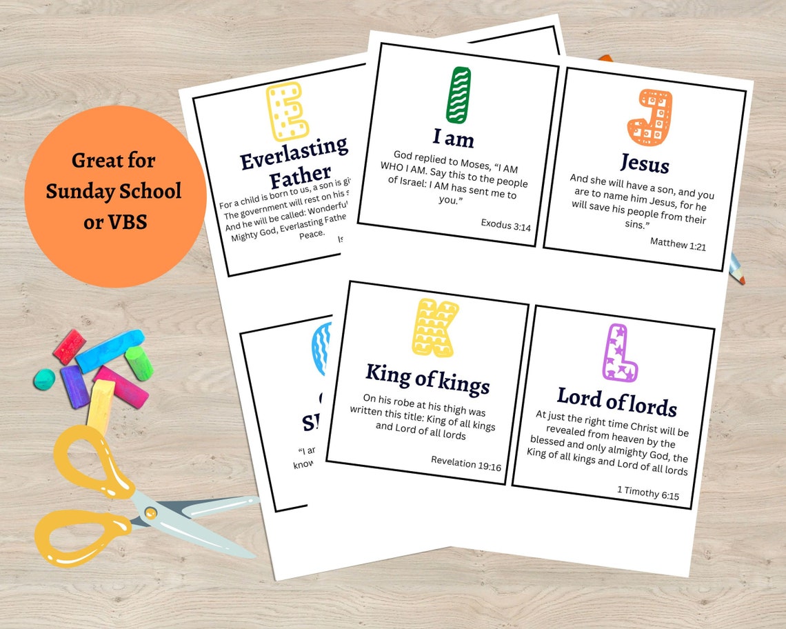 Names and Attributes of God From A-Z for Kids Notecards, Printable ...