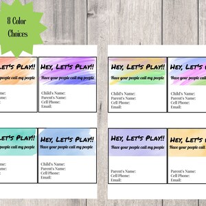 Fun, Colorful Play Date Cards for Kids, Printable Playdate Cards, Fun ...
