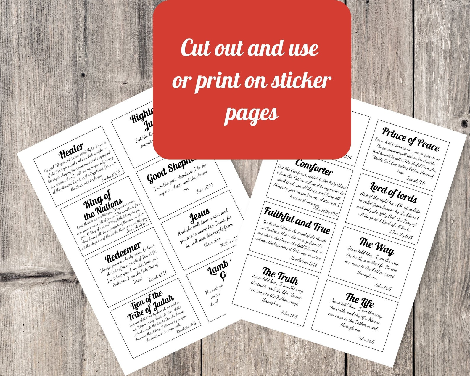 35 Names of God 3x5 Stickers, Printable Names of God Stickers ...