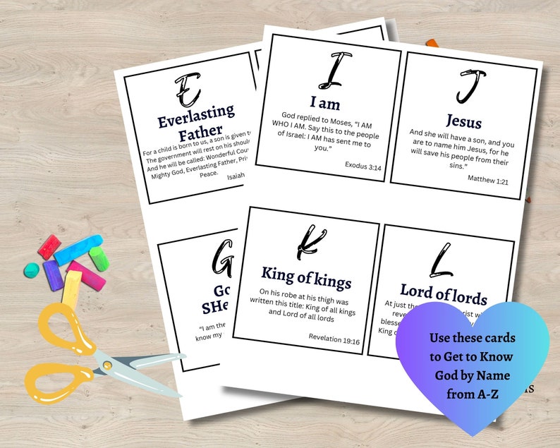 Names and Attributes of God From A-Z Notecards, Printable Scripture ...