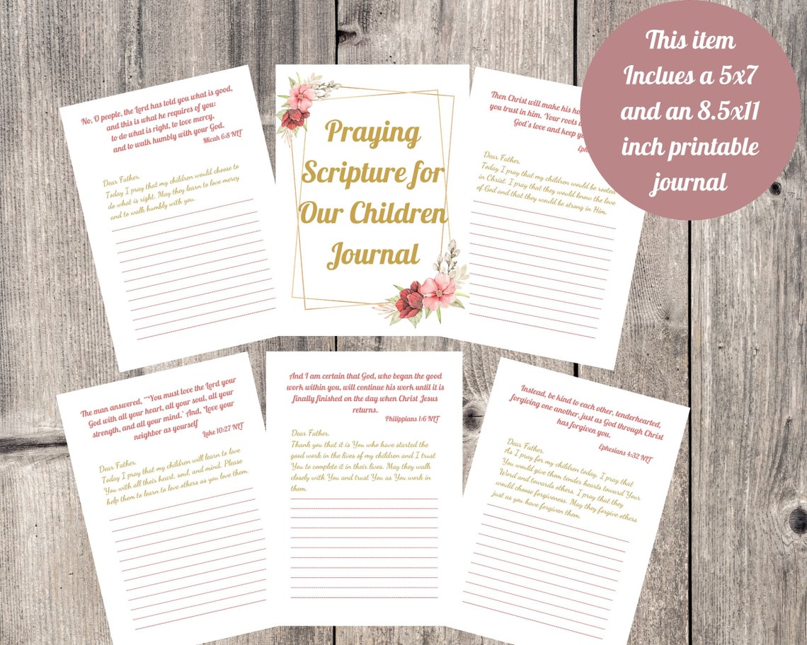 Prayer Journal for Moms, Printable Praying Scripture for Our Children ...