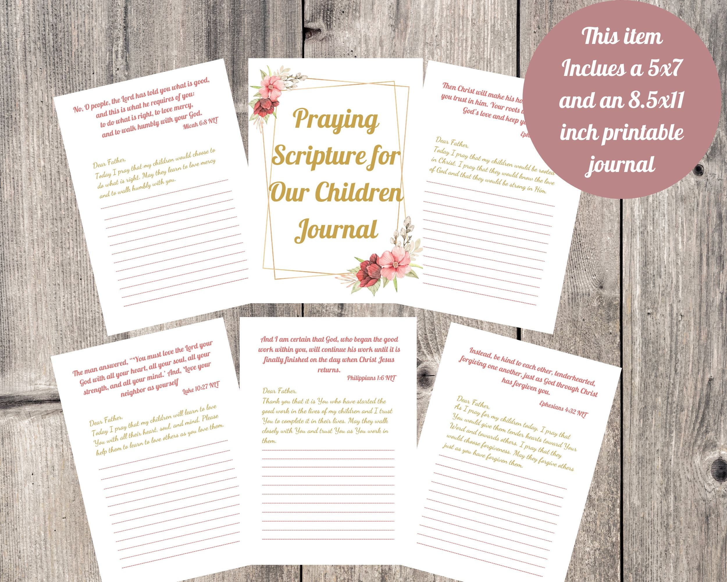 Prayer Journal for Moms, Printable Praying Scripture for Our Children ...
