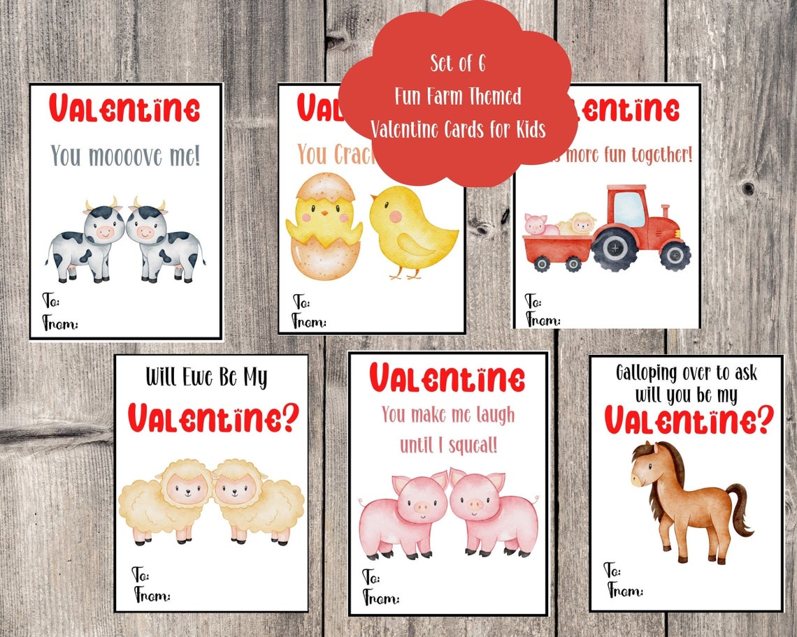 Fun Farm Themed Printable Valentines Cards Are Great for Toddlers, Farm ...