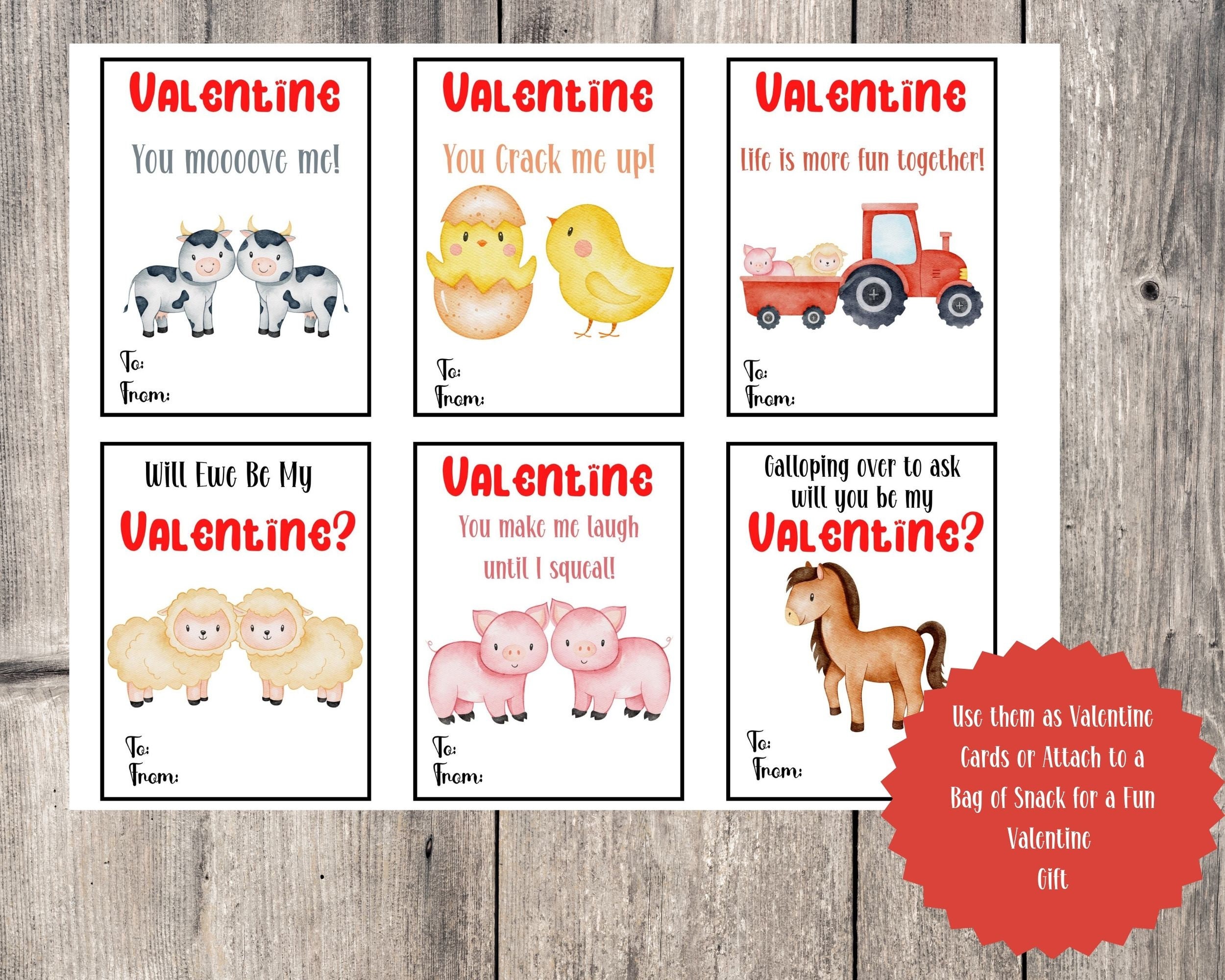 Fun Farm Themed Printable Valentines Cards Are Great for Toddlers, Farm ...