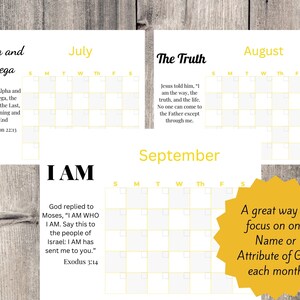 Names and Attributes of God Calendar, Scripture Verse (PDF Pattern) - Etsy