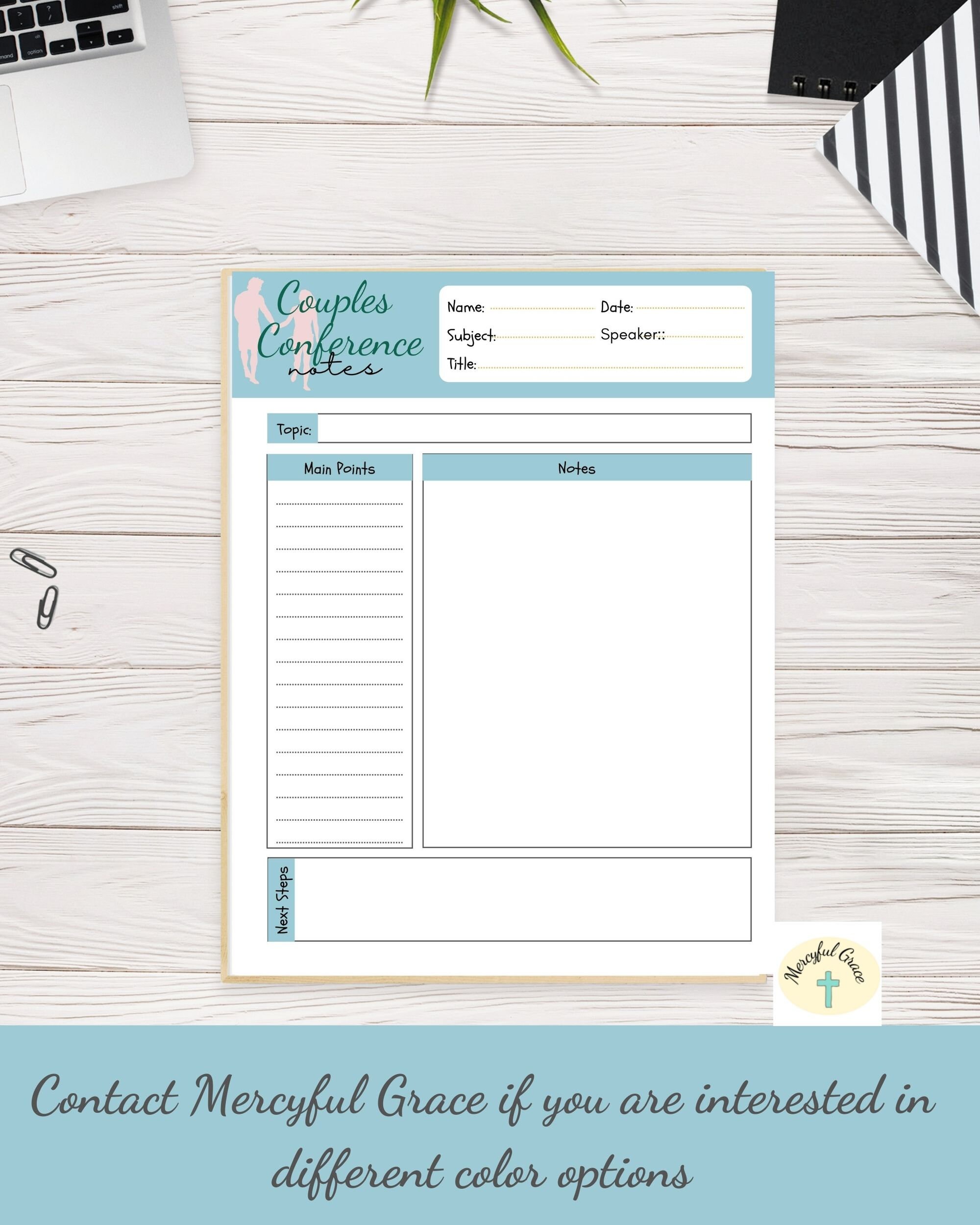 Couples Conference Notes Page, Printable Worksheet (PDF Pattern) - Etsy