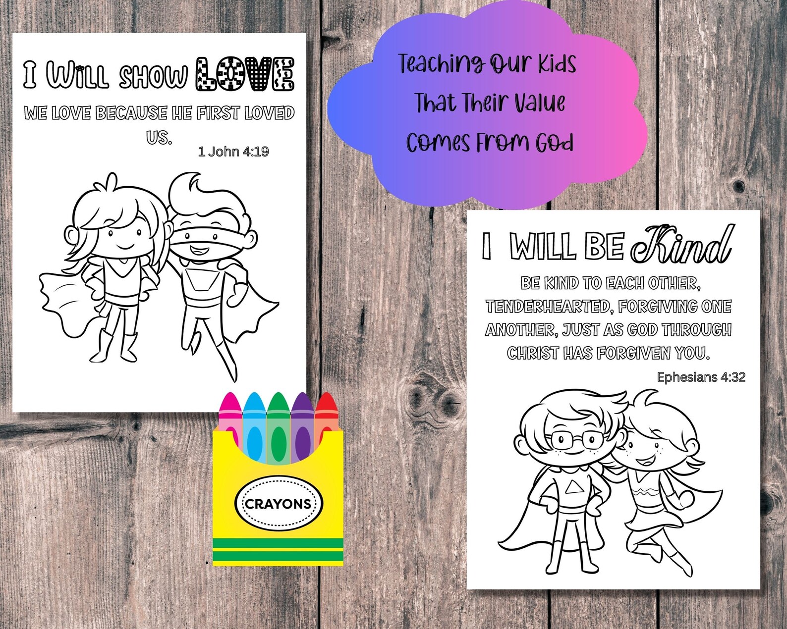 12 Kids Coloring Bible Verse Pages, Printable Superhero Bible Verse ...