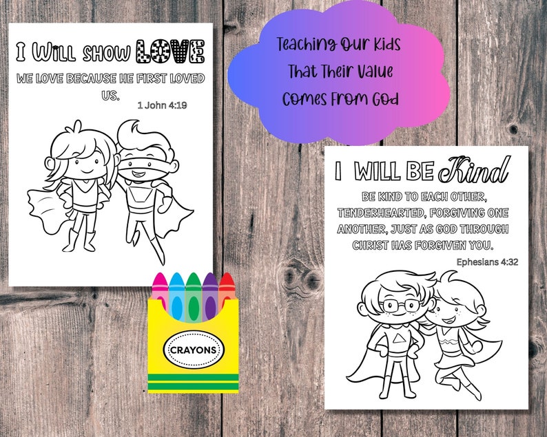 12 Kids Coloring Bible Verse Pages, Printable Superhero Bible Verse ...