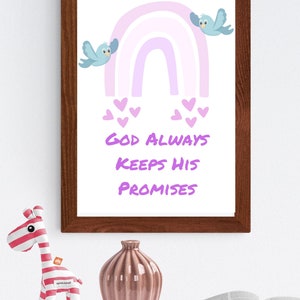 Boho Rainbow Nursery Art, God Keeps Promises Quote (PDF & JPG) - Etsy