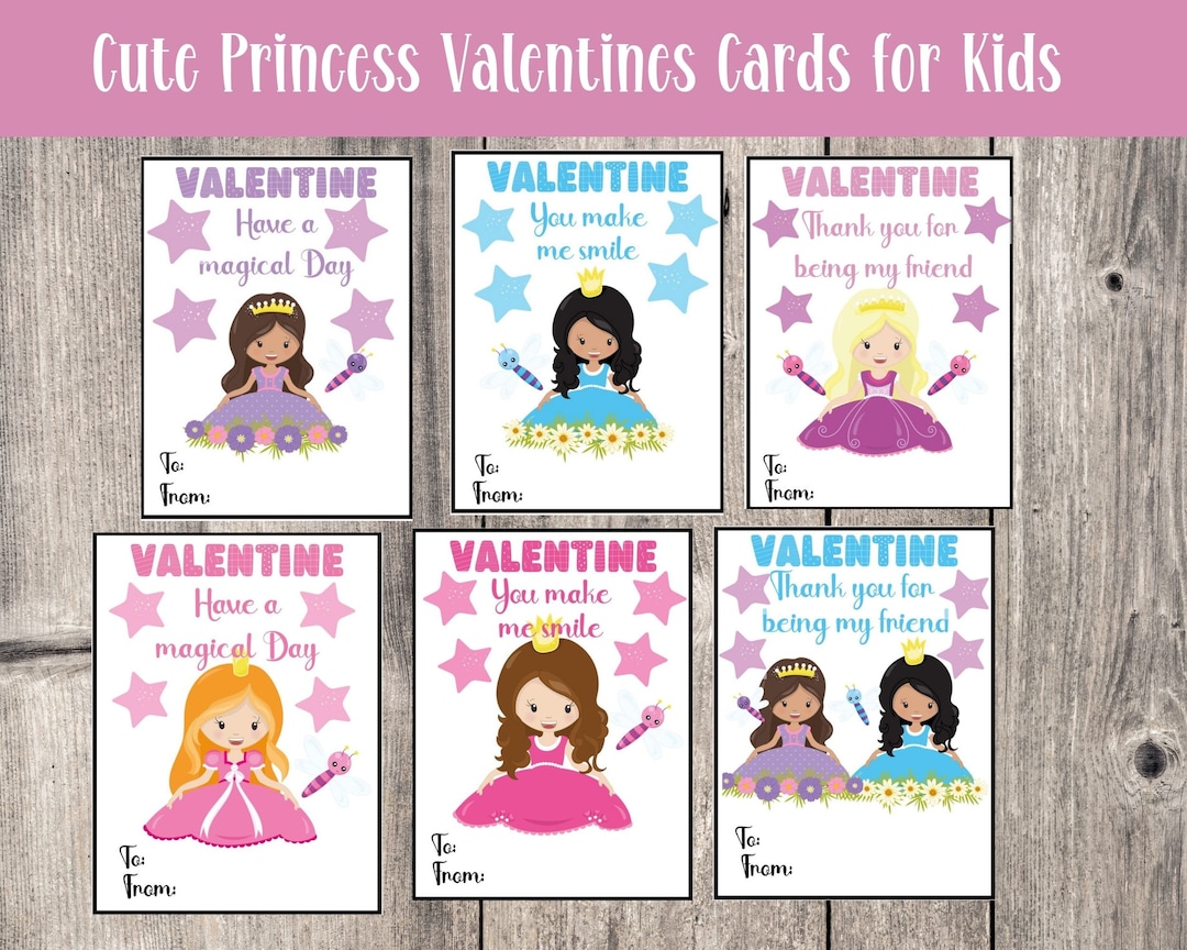 Cute Princess Themed Printable Valentines Cards for Your Little ...