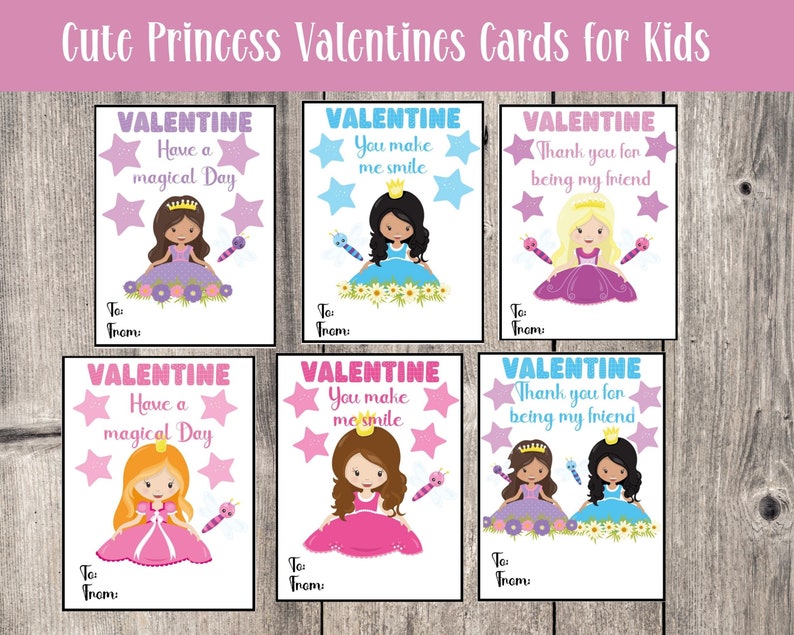 Cute Princess Themed Printable Valentines Cards for Your Little ...