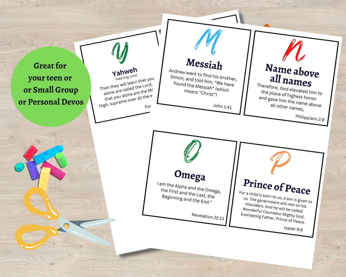 Fun Names and Attributes of God From A-Z Notecards, Printable Scripture ...