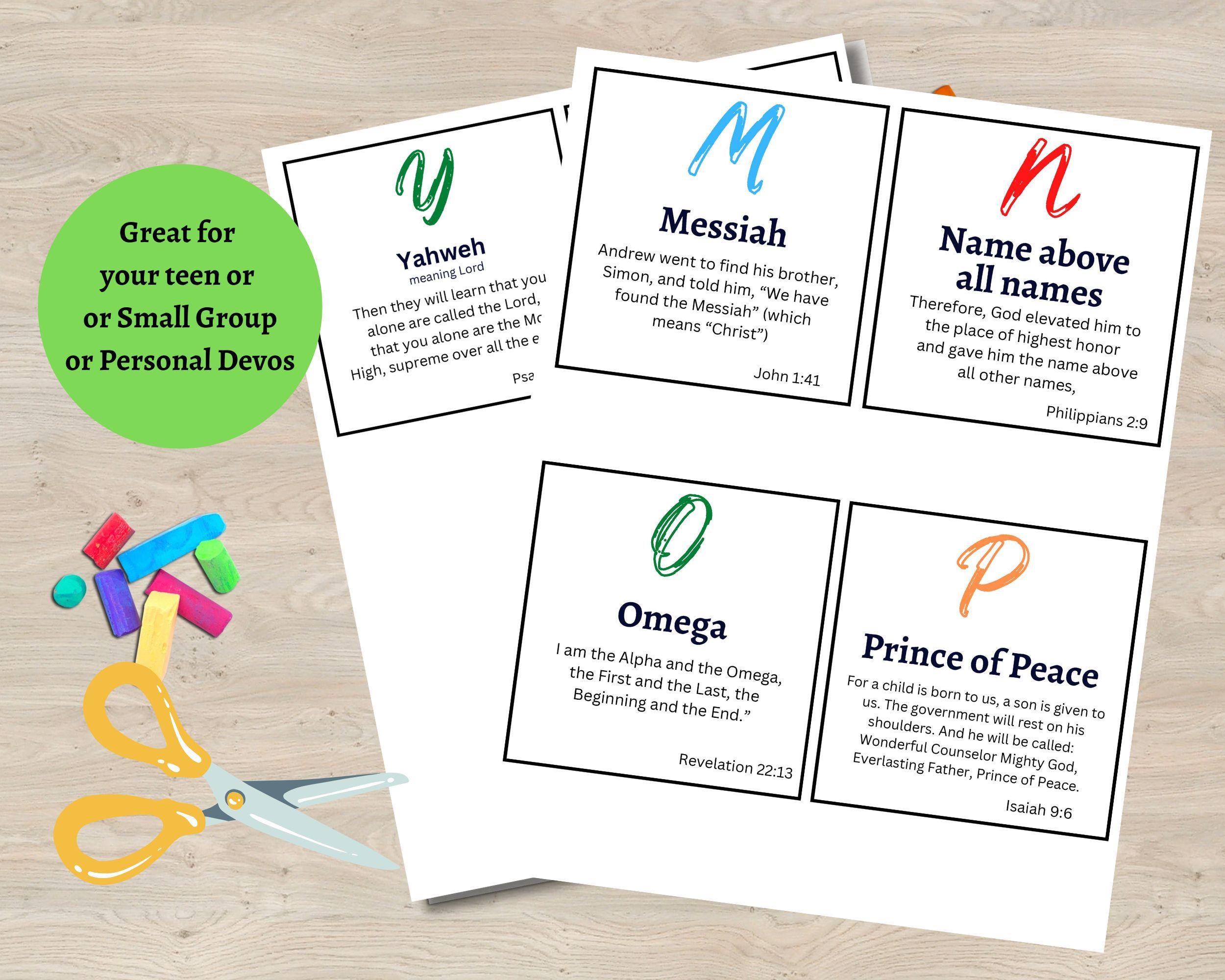 Fun Names and Attributes of God From A-Z Notecards, Printable Scripture ...