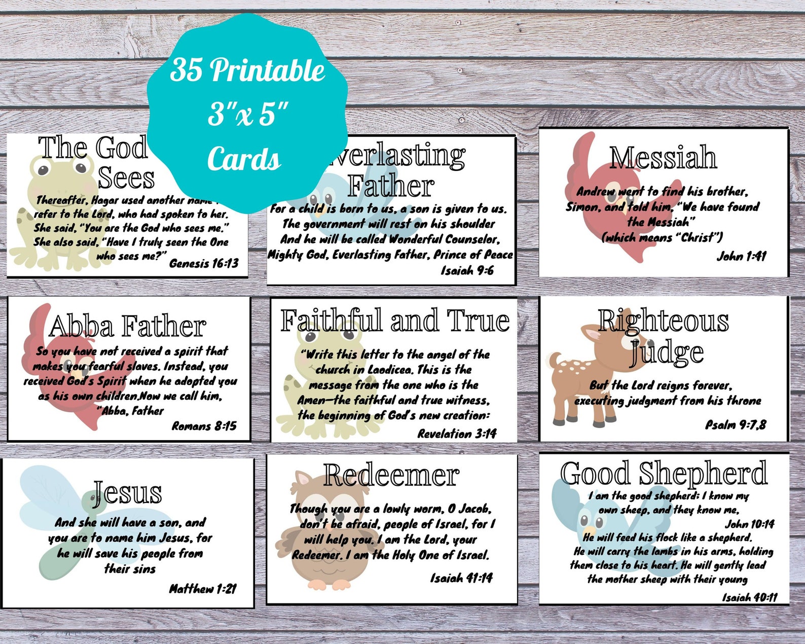 35 Names and Attributes of God for Kids3x5 Notecards, Printable ...
