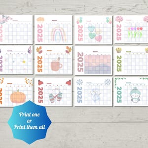 Fun 2025 Monthly Calendar Bundle, Printable Calendars, Calendars for ...