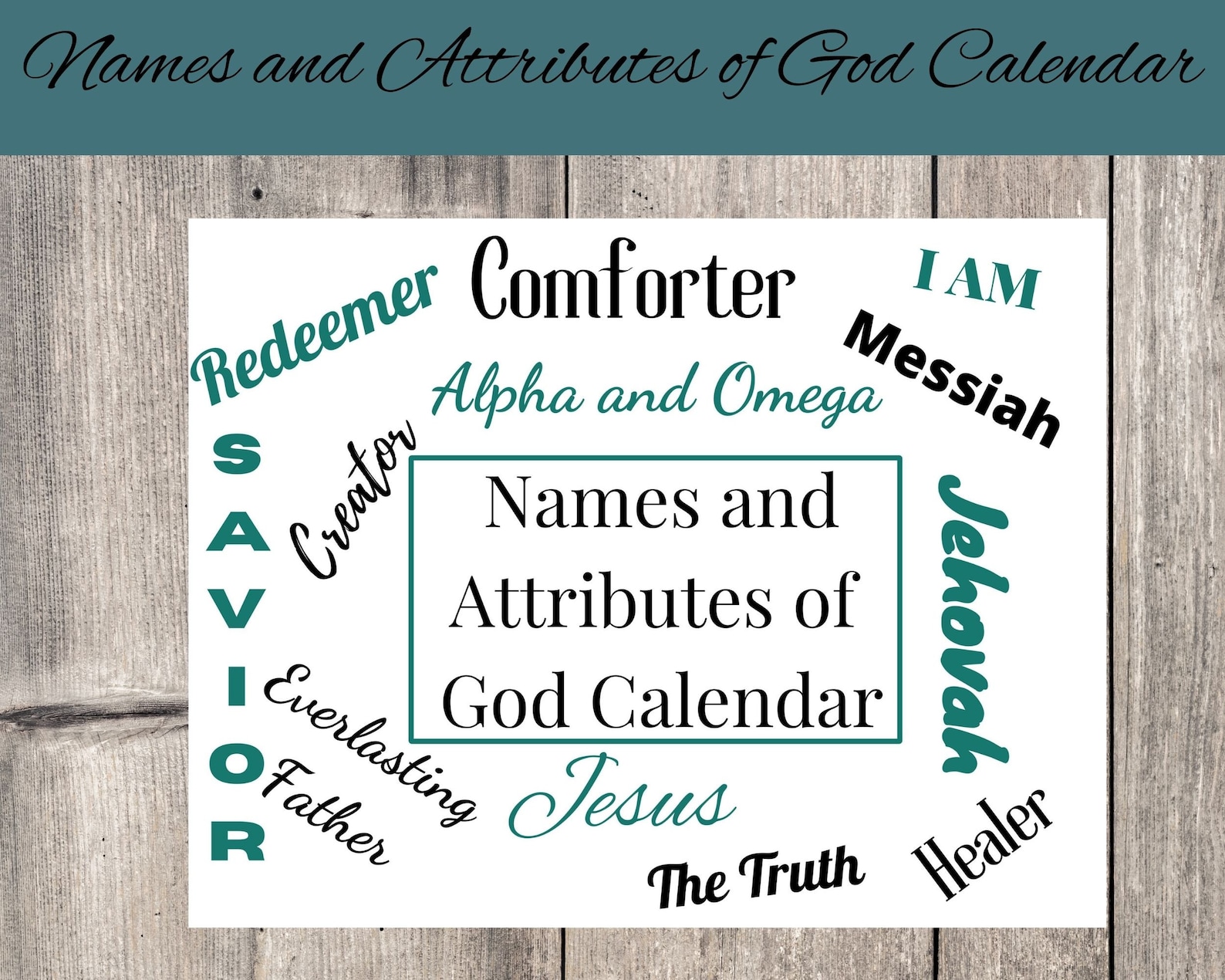 Names of God Calendar, Scripture Verse Printable (PDF Download) - Etsy