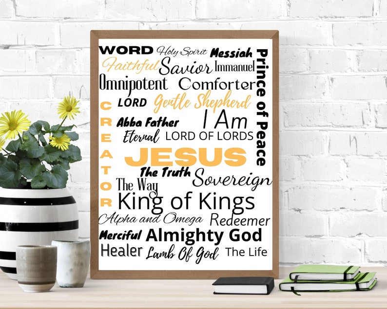 Names of God Word Art, Printable 8x10 Names and Attributes of God ...