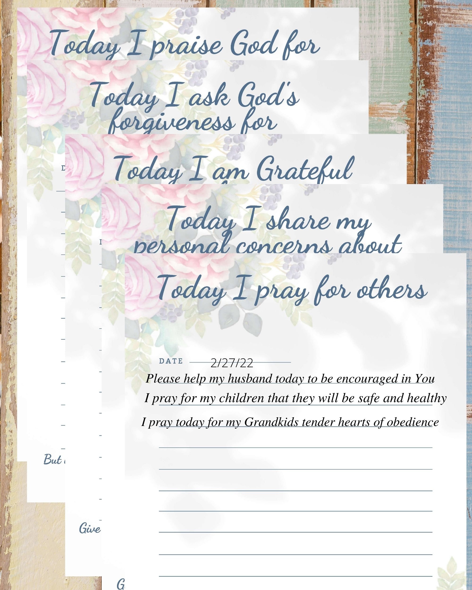 Women's Printable Prayer Journal, Multiple Paged Prayer Journal, Floral ...