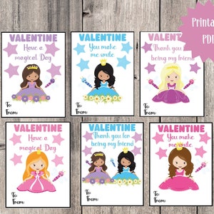 Princess Valentines Cards for Girls, Kids Valentine Gift Tags ...
