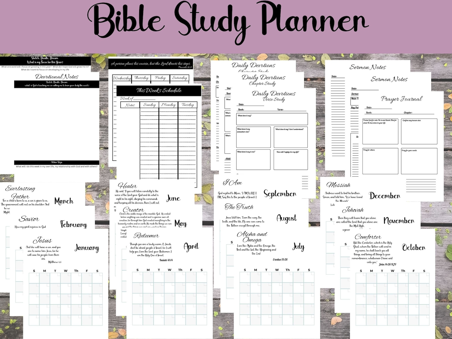 Great Printable Bible Study Planner Contains Names of God Monthly ...